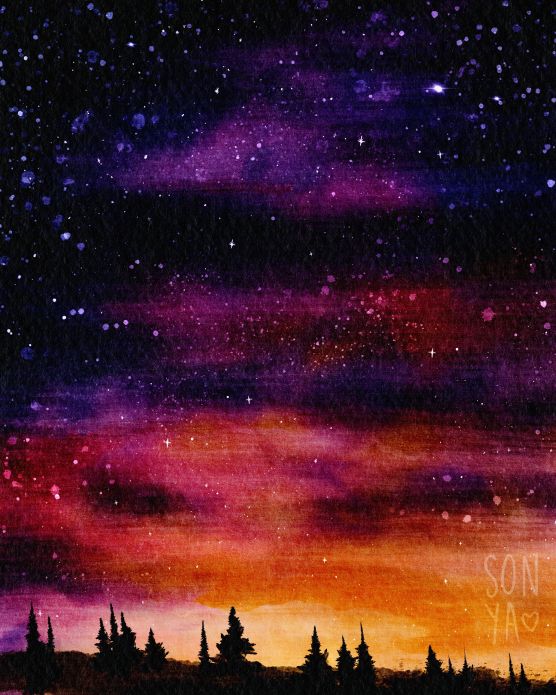 Watercolor Night Sky