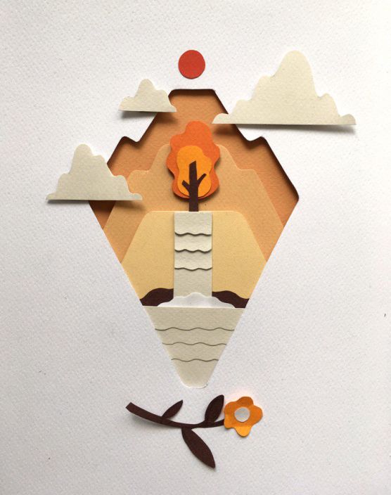 Papercraft waterfall