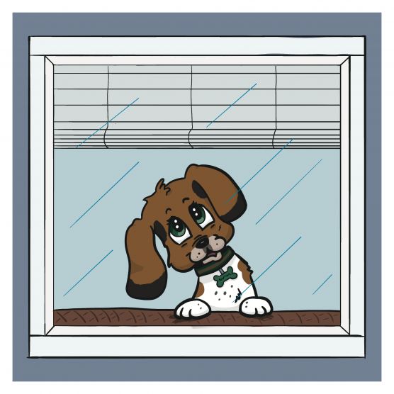 Cartoon Dog at Window