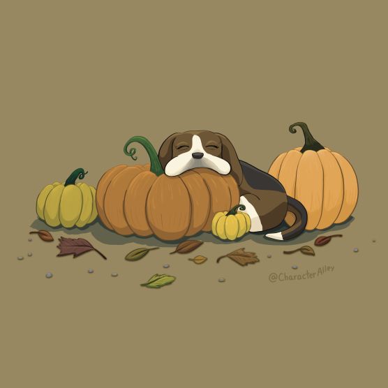 Fall Beagle with Pumpkins