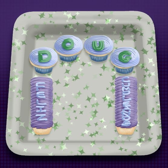 Icing Letters, Cupcakes on Plate